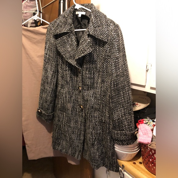 CAbi | Jackets & Coats | Cabi Black And White Pea Coat Timeless Tweed ...
